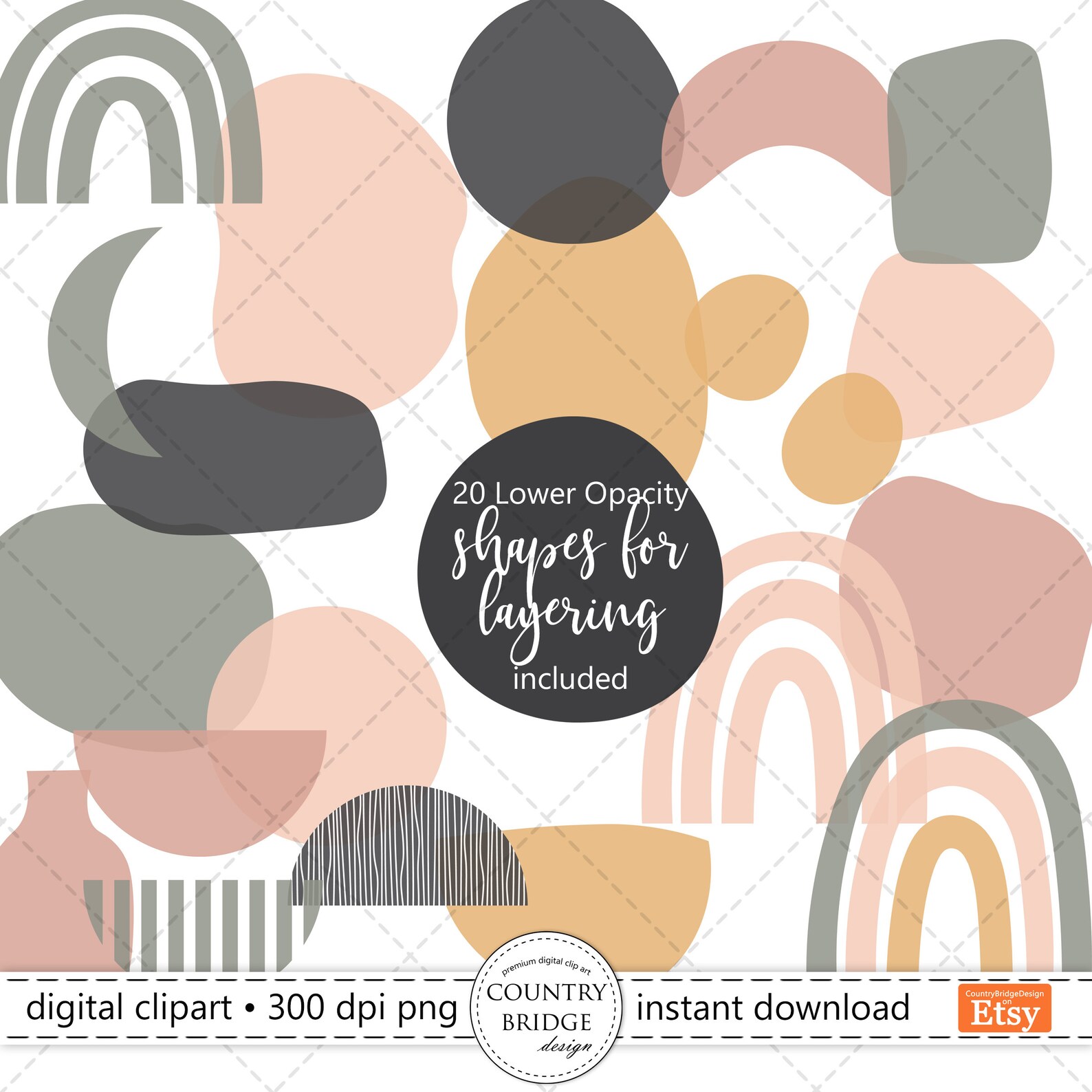 Boho Clipart, Abstract Boho Clipart, Modern Boho Collage, Abstract ...