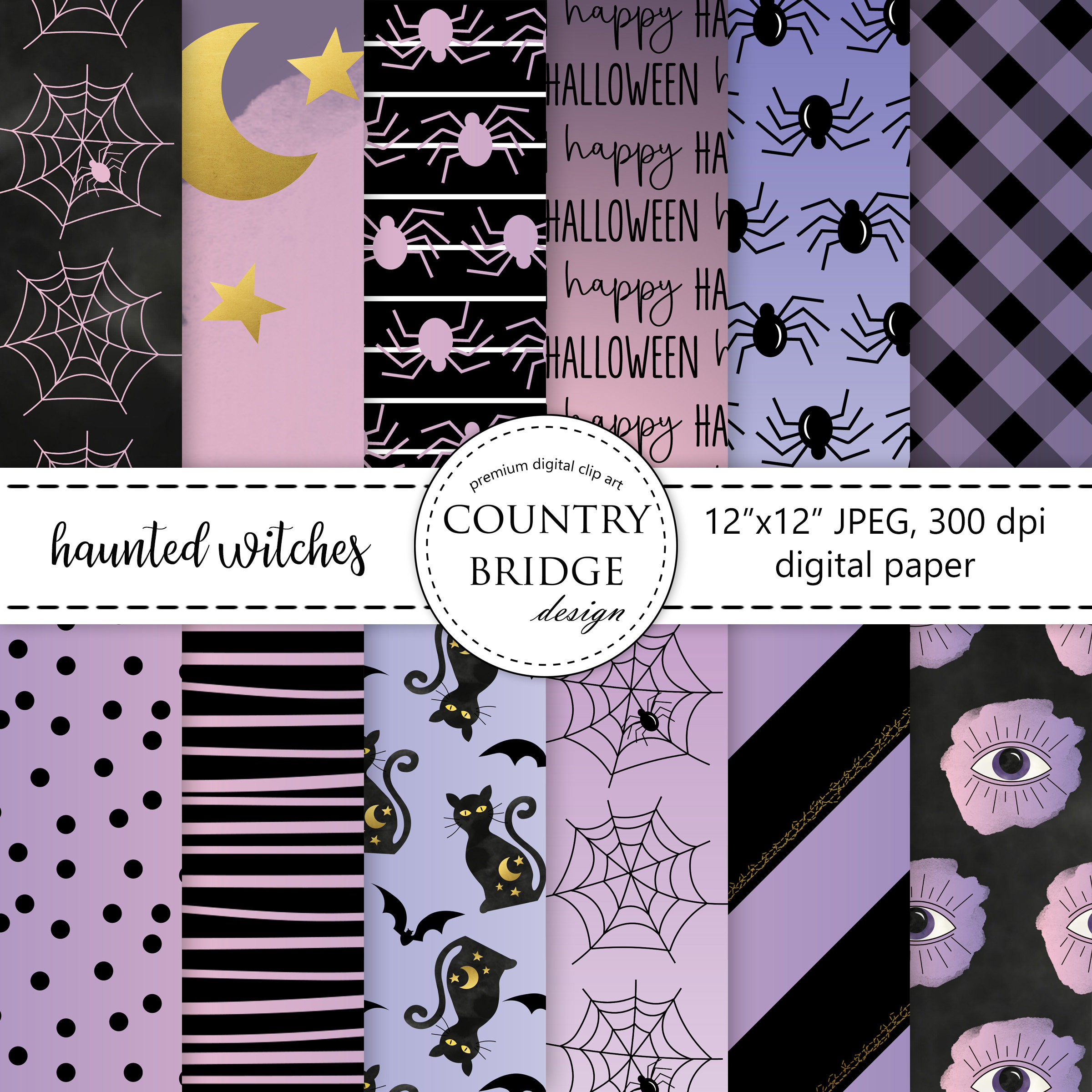 Halloween Digital Paper Witches Digital Paper Purple Black | Etsy