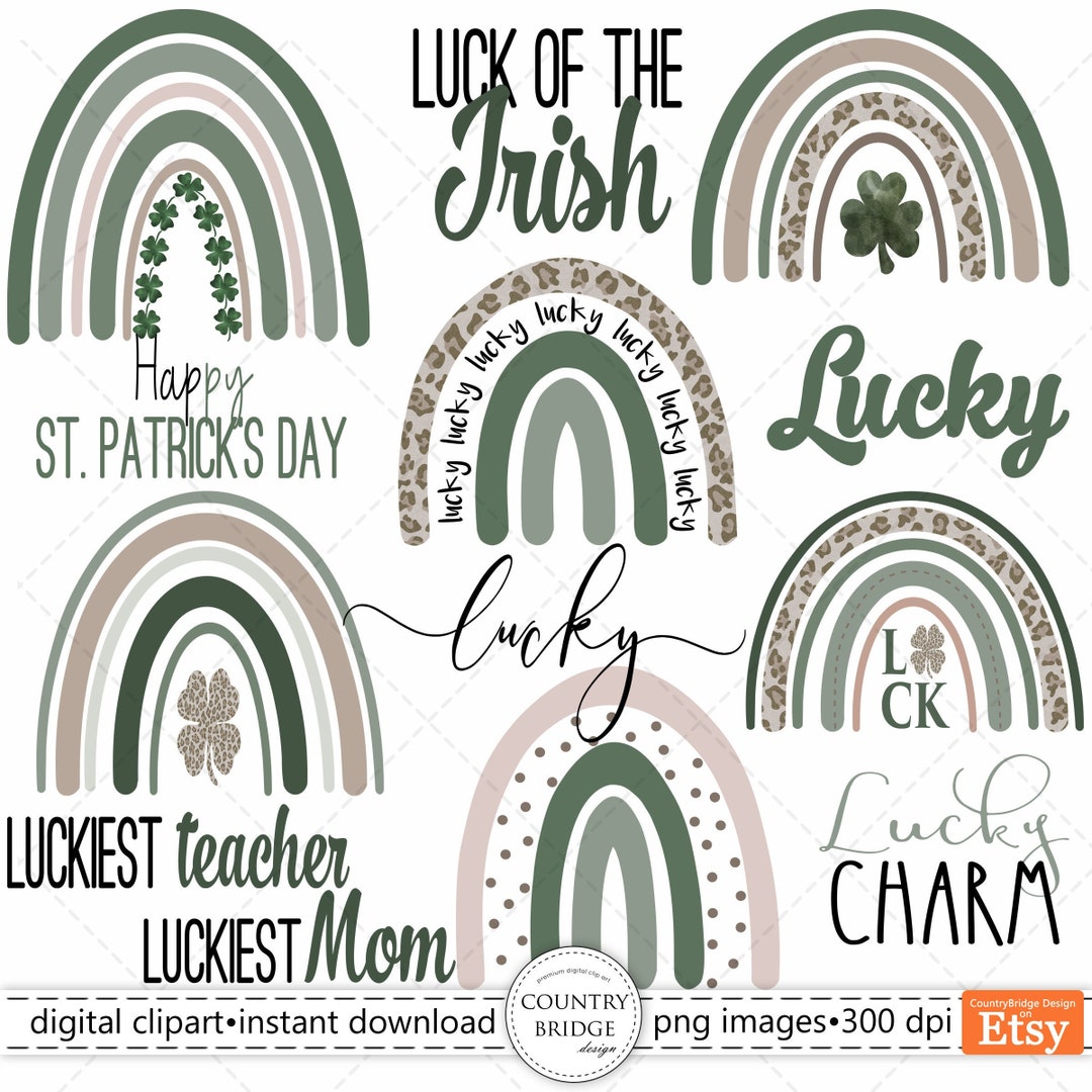 St. Patricks Rainbow Clipart, Boho Rainbow PNG, Rainbow Clip Art ...
