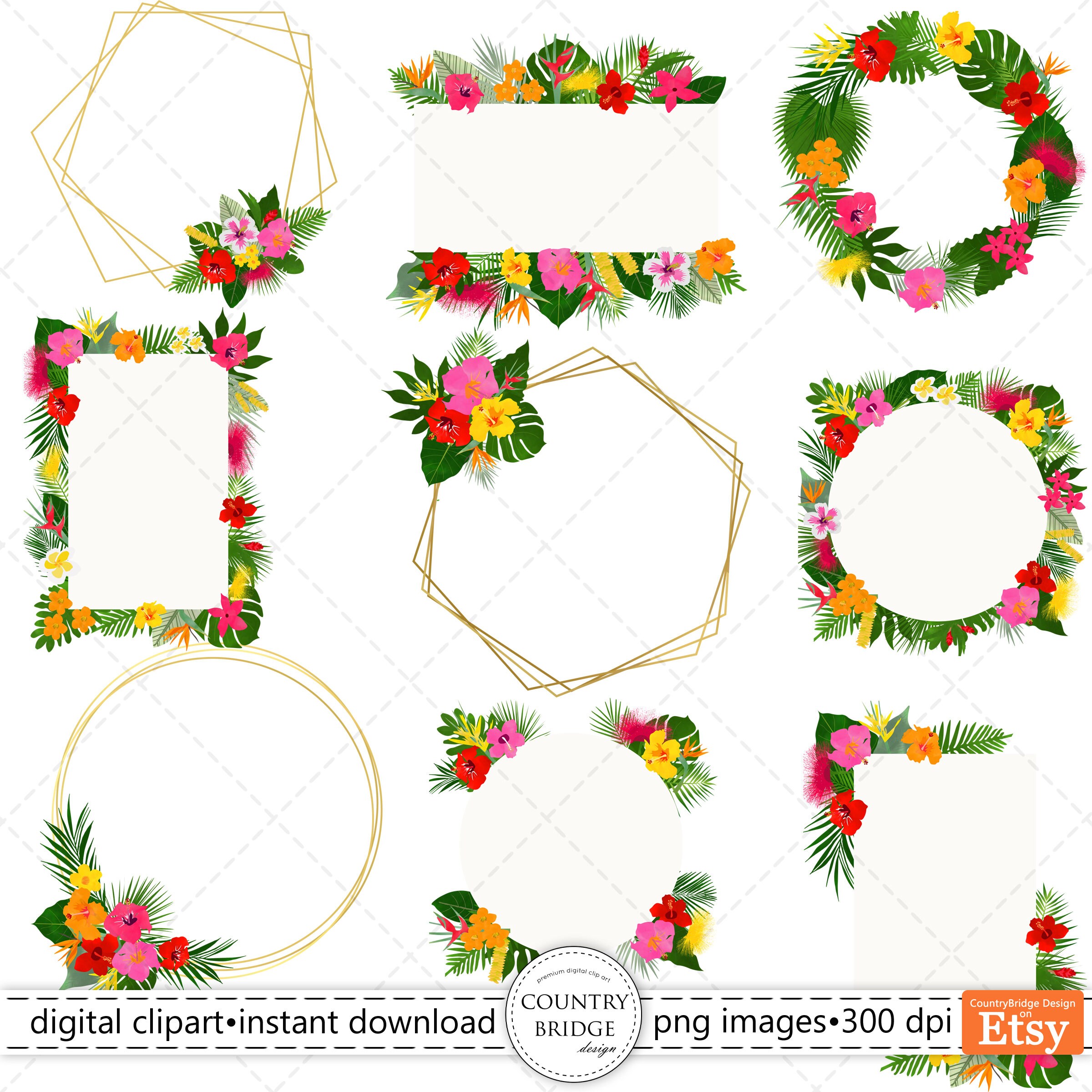 Tropical Flower Frames Flower Frame & Wreath Summer - Etsy