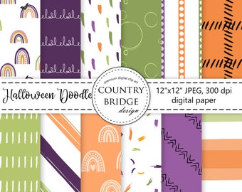 Doodle Digital Papers Boho Rainbow Digital Paper Pack Hand | Etsy