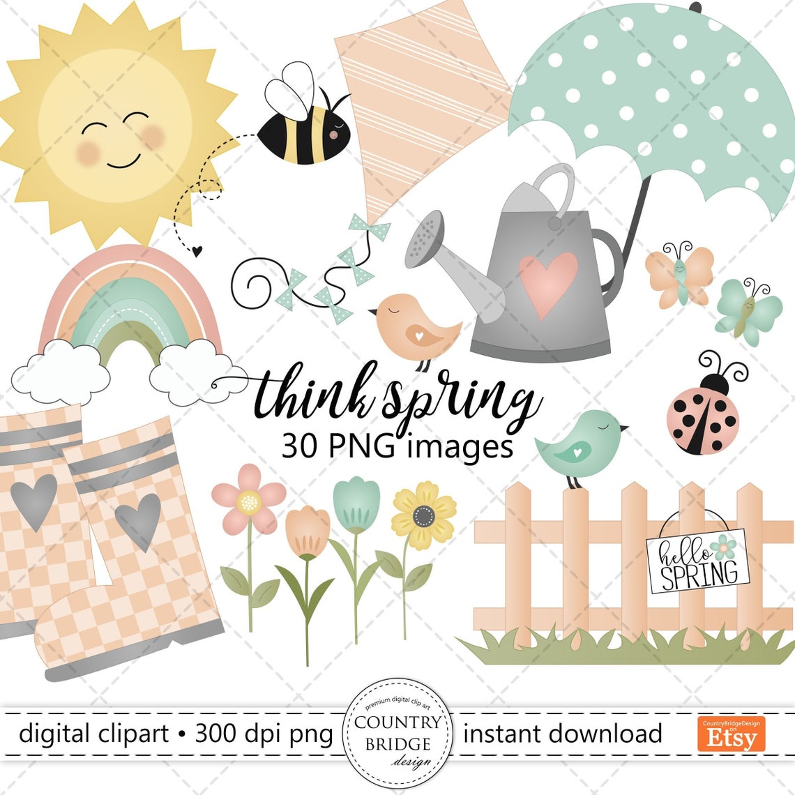 Spring Clipart PNG Springtime PNG Clipart Spring Flowers | Etsy