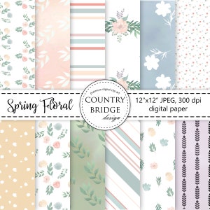 Watercolor Spring Flowers, Spring Flower Digital Paper, Floral Paper ...