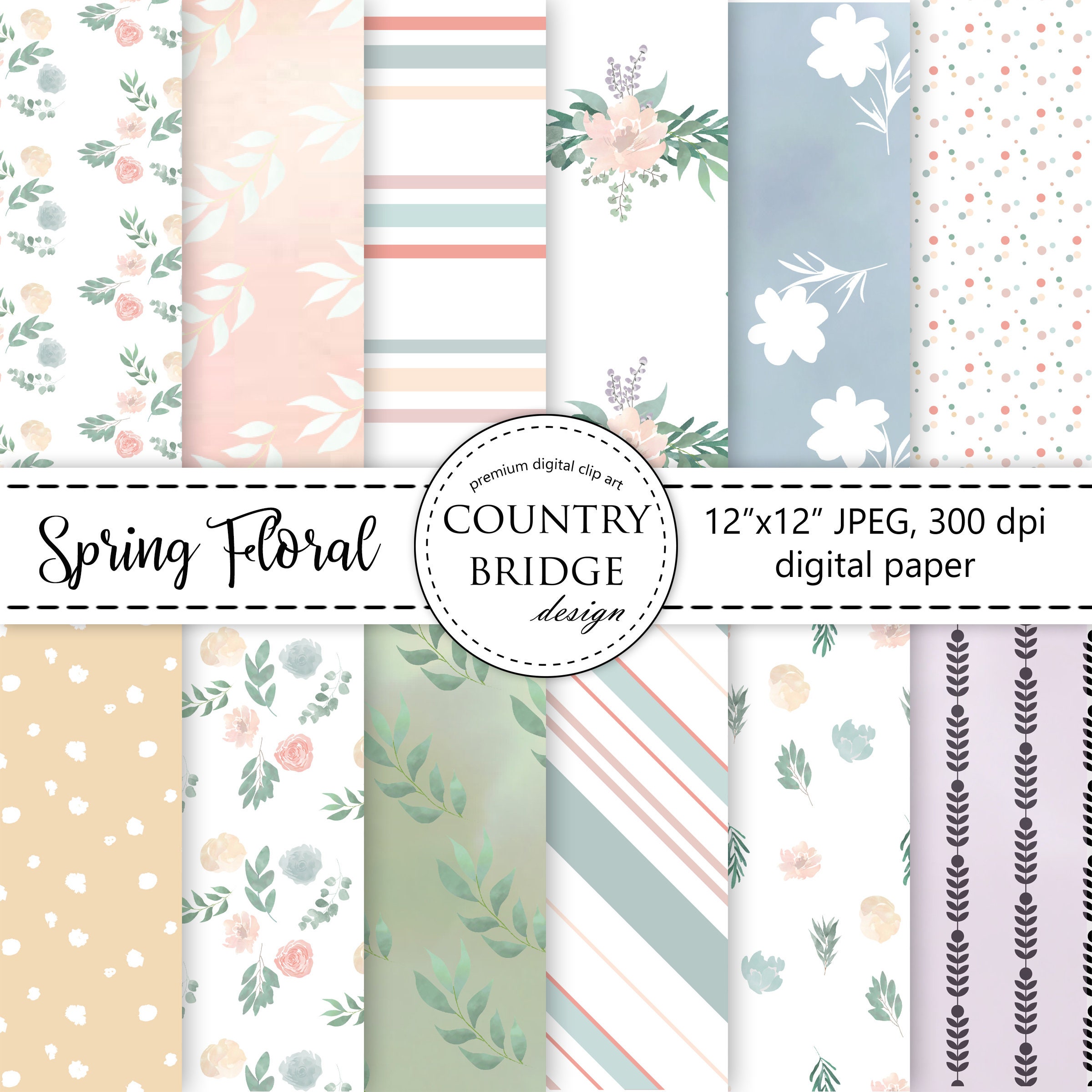 Watercolor Spring Flowers Spring Flower Digital Paper Floral - Etsy