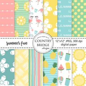 Summer Clipart & Digital Paper Bundle, Summer Beach Clipart, Summer ...