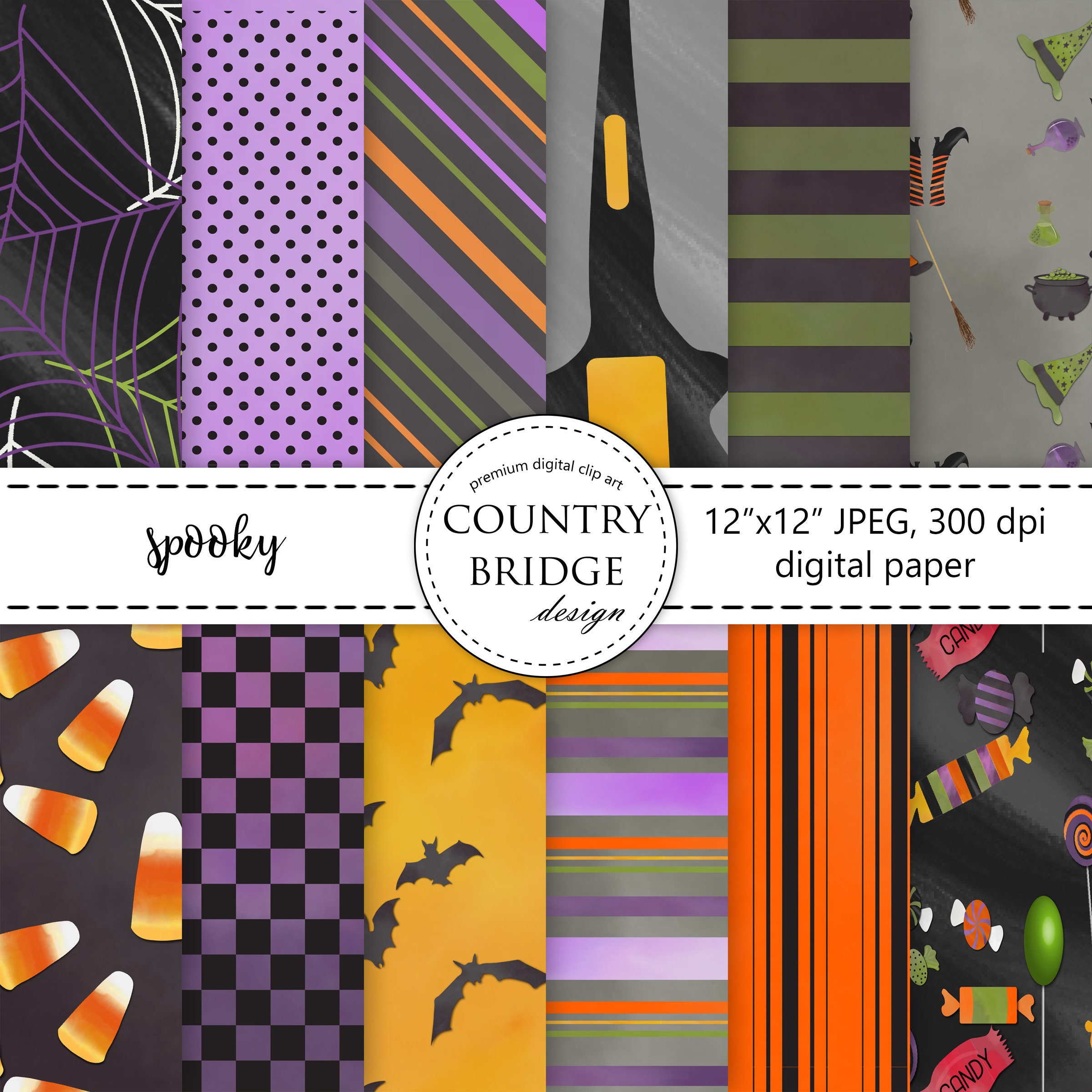 Halloween Clip Art and Digital Paper Bundle Halloween Witch - Etsy
