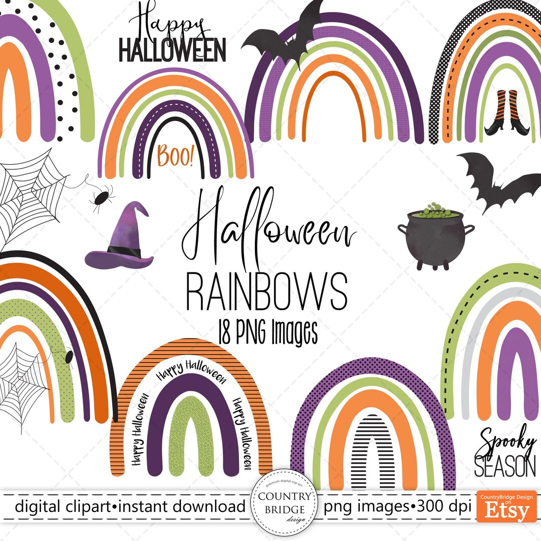 Boho Rainbow Clip Art Halloween Rainbow Halloween Clip Art - Etsy