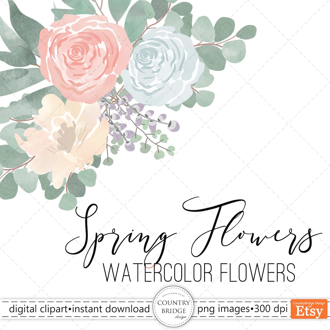 Spring Watercolor Flowers Watercolor Pastel Floral Clipart - Etsy