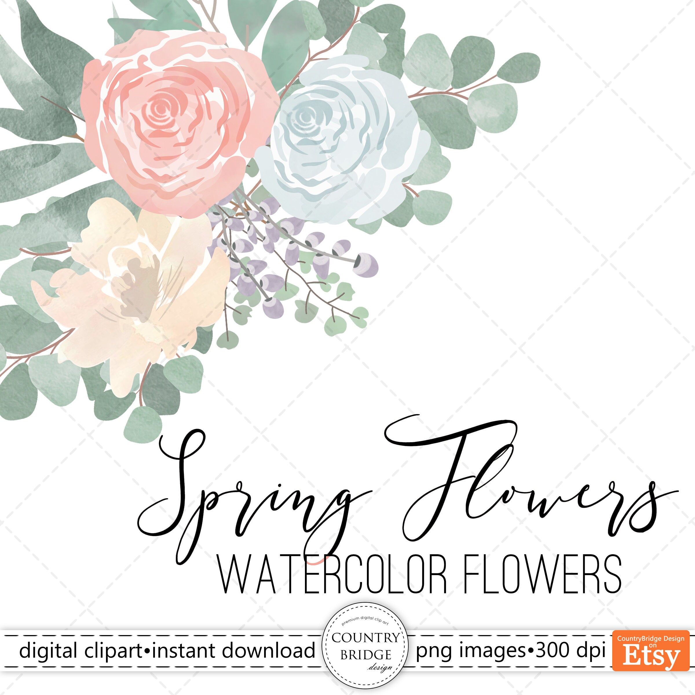 Spring Watercolor Flowers Watercolor Pastel Floral Clipart - Etsy
