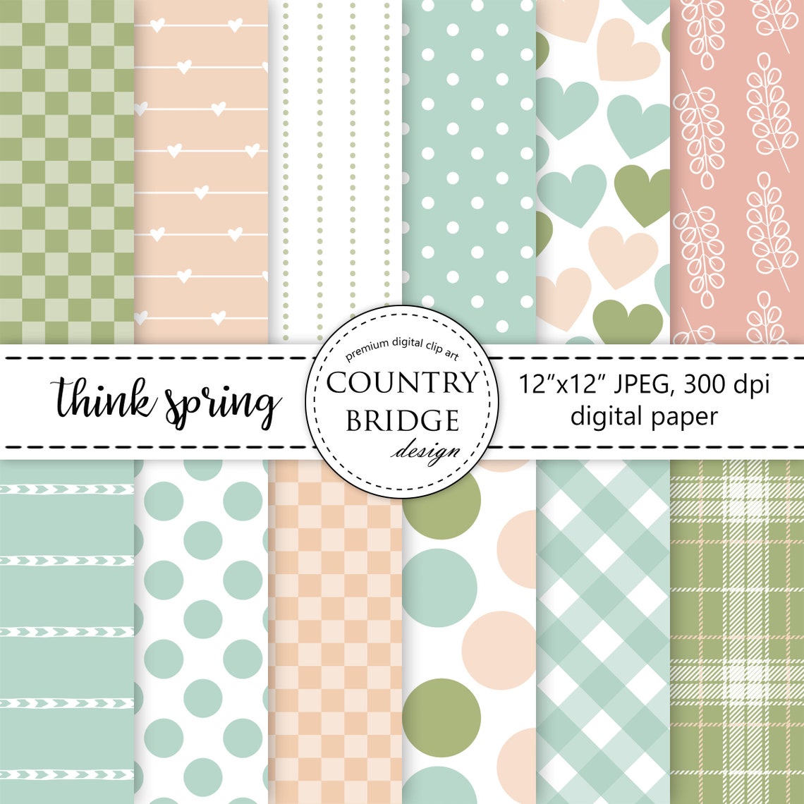 Spring Clipart PNG Bundle Spring Clipart & Digital Paper | Etsy