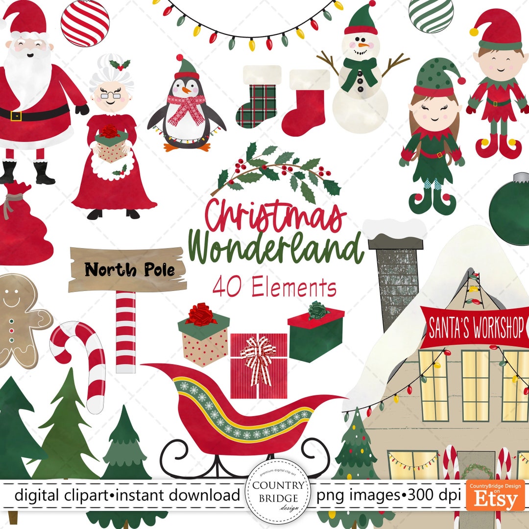 Santa Claus Clipart, Watercolor Christmas Clipart, Christmas Clip Art ...