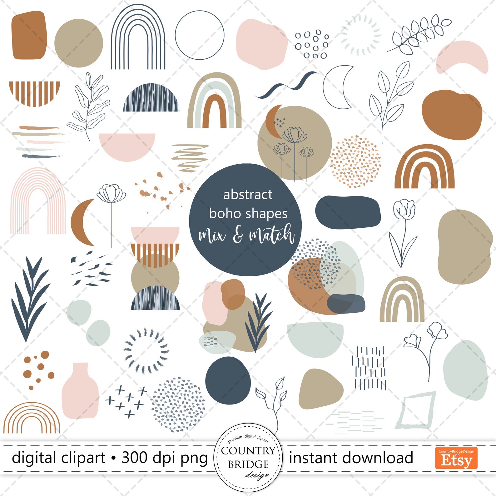 Boho Clipart Abstract Boho Clipart Modern Boho Collage - Etsy