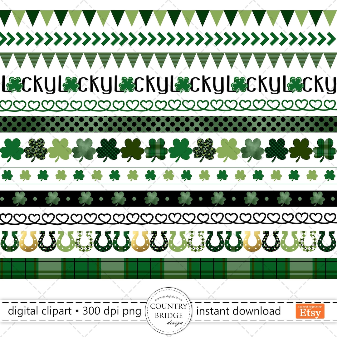 St. Patrick's Day Borders Clipart, St. Patrick's Border PNG, Shamrock ...