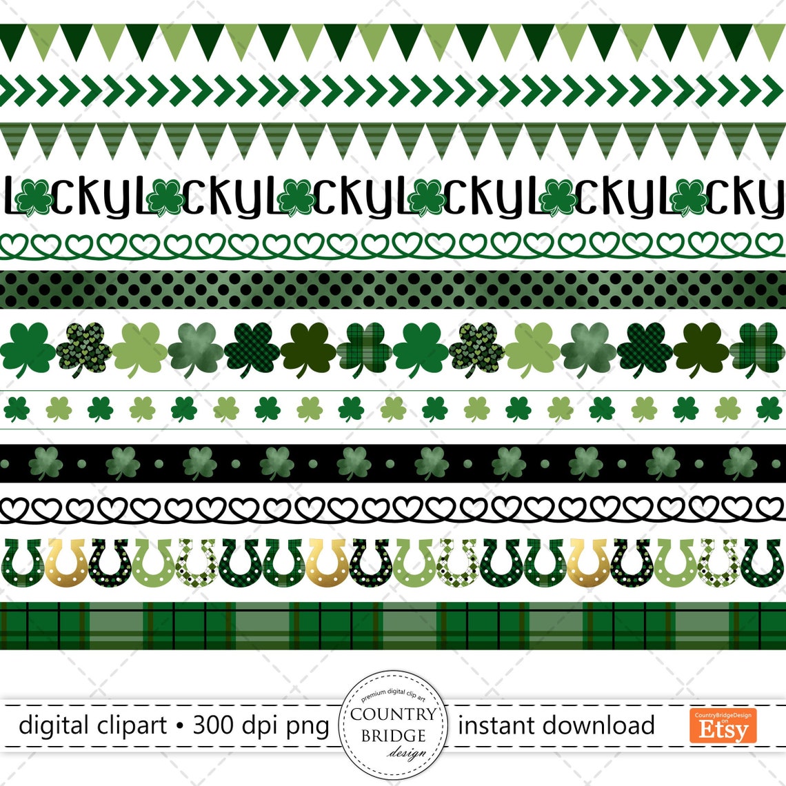 St. Patrick's Day Borders Clipart St. Patrick's - Etsy