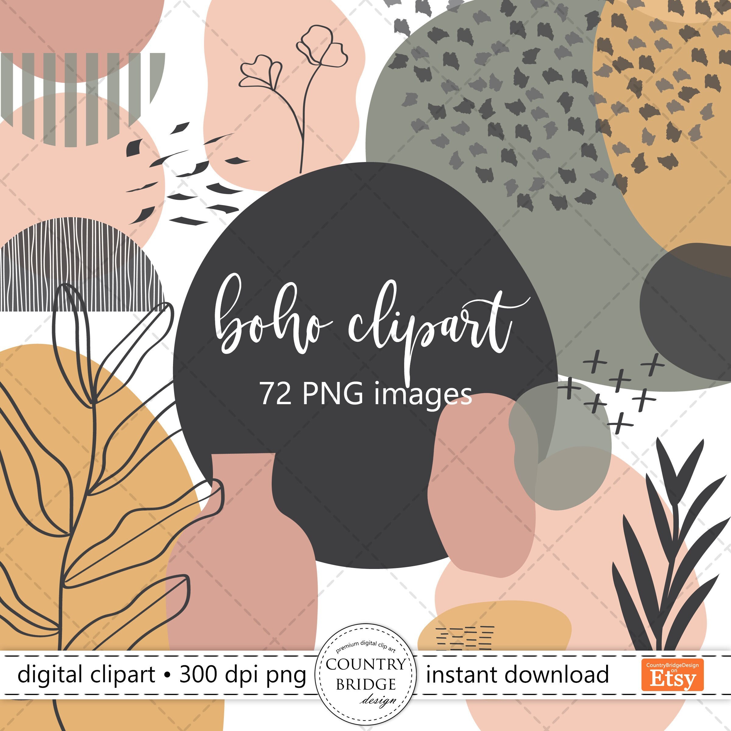Boho Clipart Abstract Boho Clipart Modern Boho Collage - Etsy
