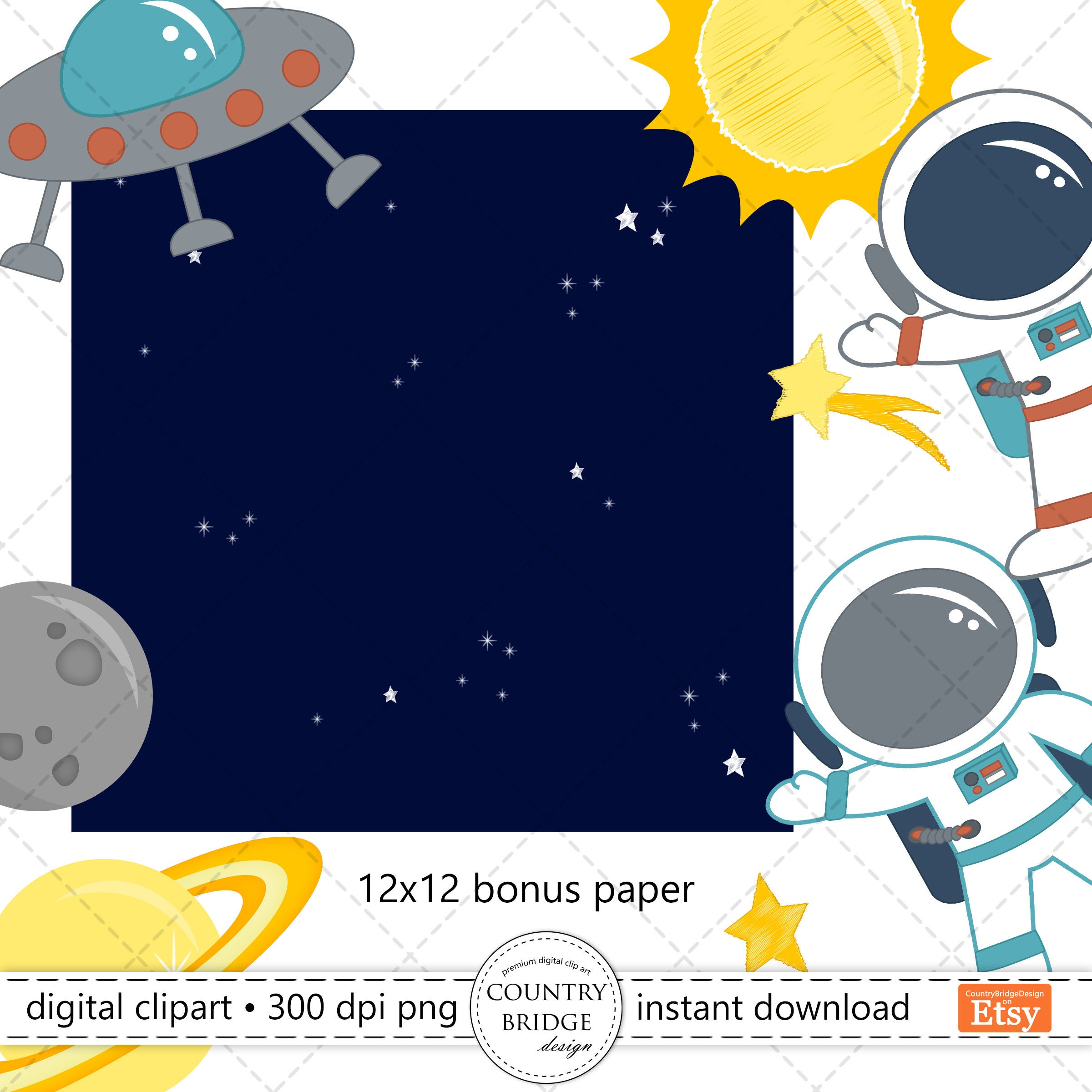 Space Clipart Outer Space Clip Art Astronaut Clipart Planet - Etsy