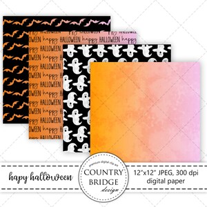 Watercolor Halloween Clipart & Digital Paper Bundle, Fall Halloween PNG ...