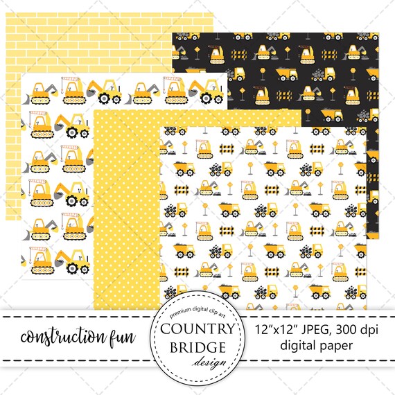 Papercraft Clip Art & Image Files Construction Digital Paper Tractor ...