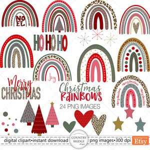 Boho Rainbow Clip Art Christmas Rainbow Boho Christmas - Etsy