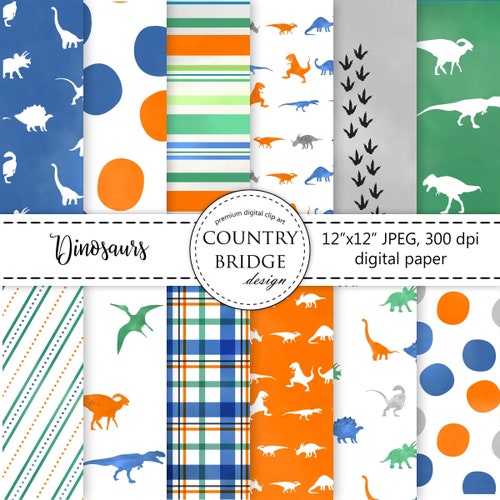 Dinosaurs Digital Paper Dinosaur Scrapbook Commercial Use - Etsy Canada