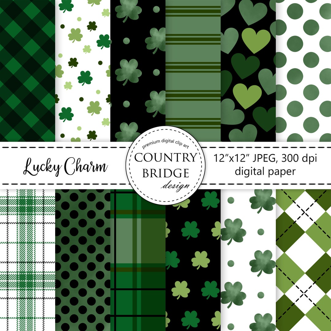 St Patrick's Day Digital Paper, Shamrock Digital Background for Cards ...
