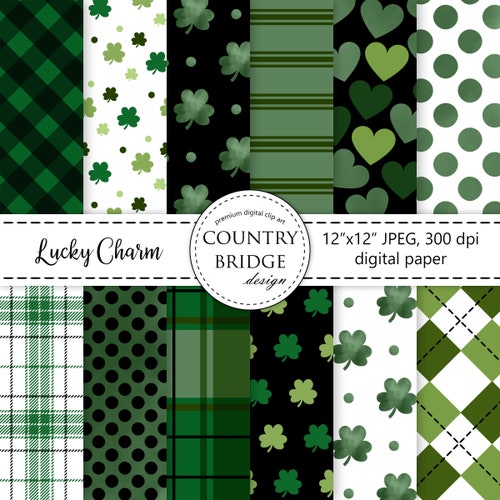 St Patrick's Day Digital Paper Shamrock Digital | Etsy