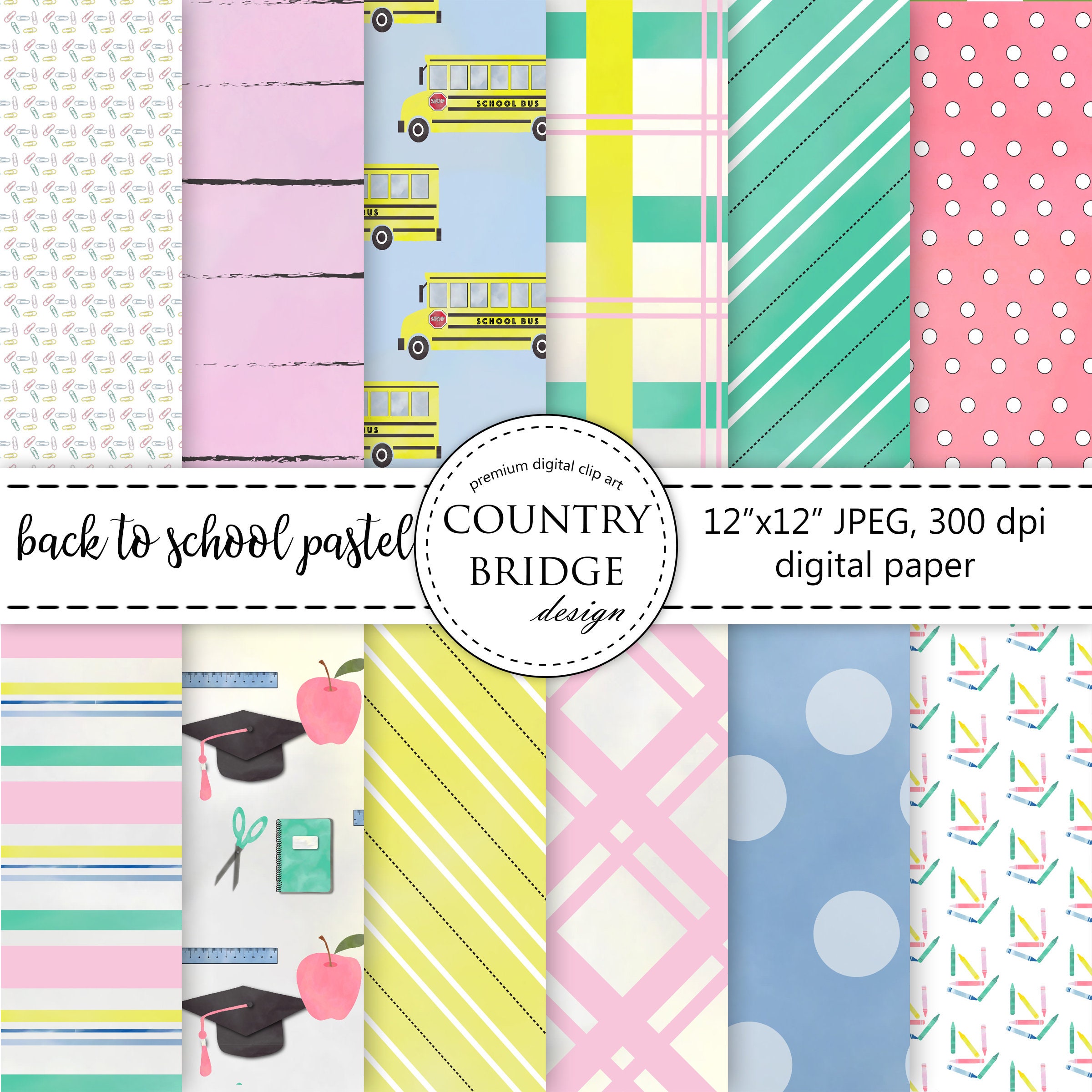 Watercolor Back to School Pastel Clipart School Clipart | Etsy