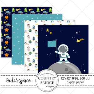 Space Digital Paper, Outer Space Digital Paper Set, Space Pattern ...