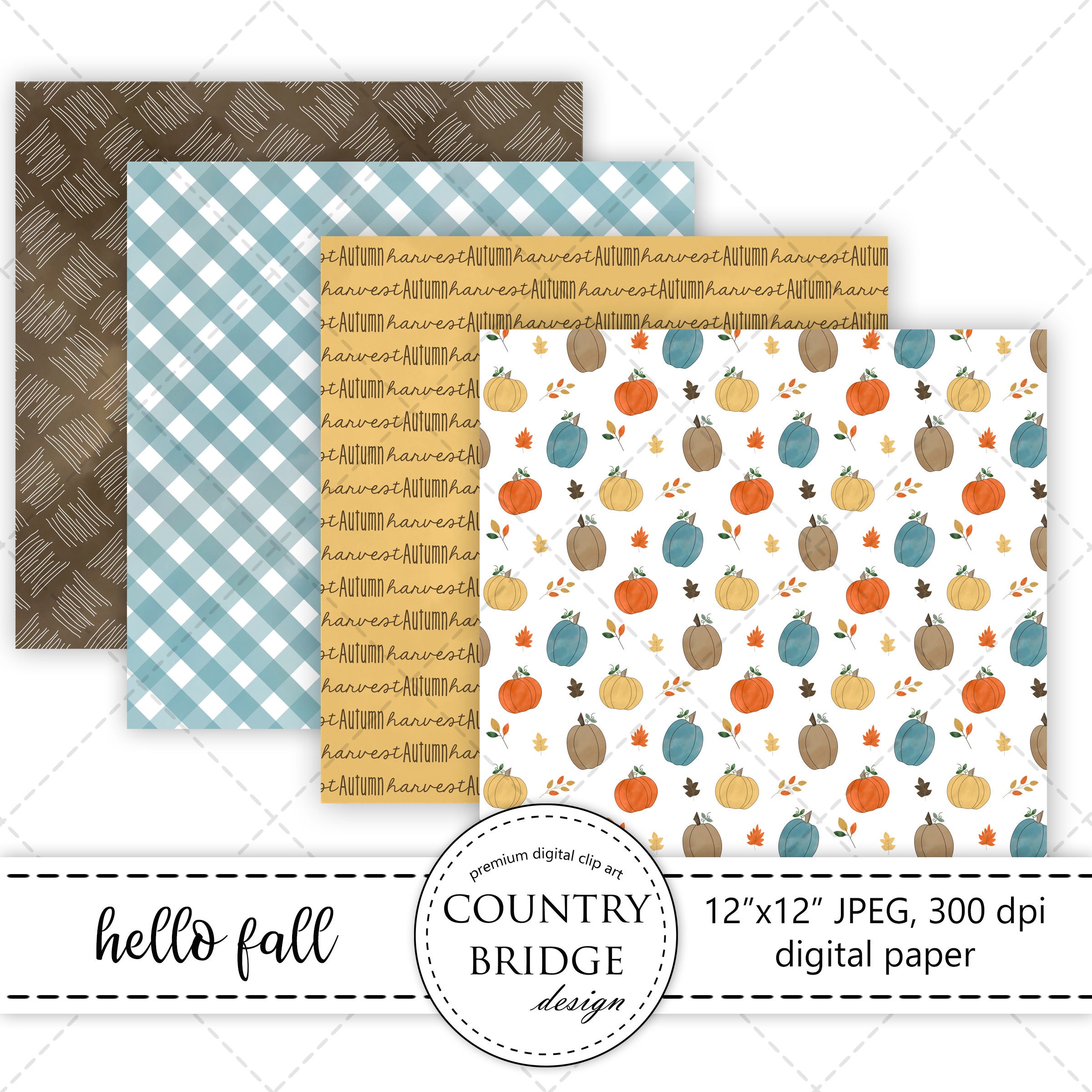 Fall Digital Paper Autumn Digital Paper Fall Patterns - Etsy