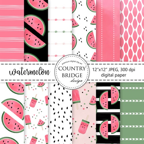 Watermelon Digital Paper Watermelon Background Summer - Etsy