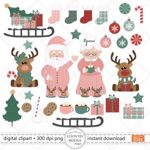 Christmas Clipart & Digital Paper Bundle, Santa Claus Clipart ...