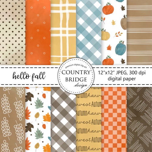 Farmhouse Fall & Autumn Digital Paper Farmhouse Autumn - Etsy
