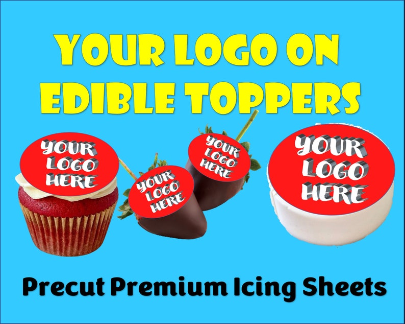 Your Logo. Edible Image Toppers. Pre-cut Edible Stickers. - Etsy