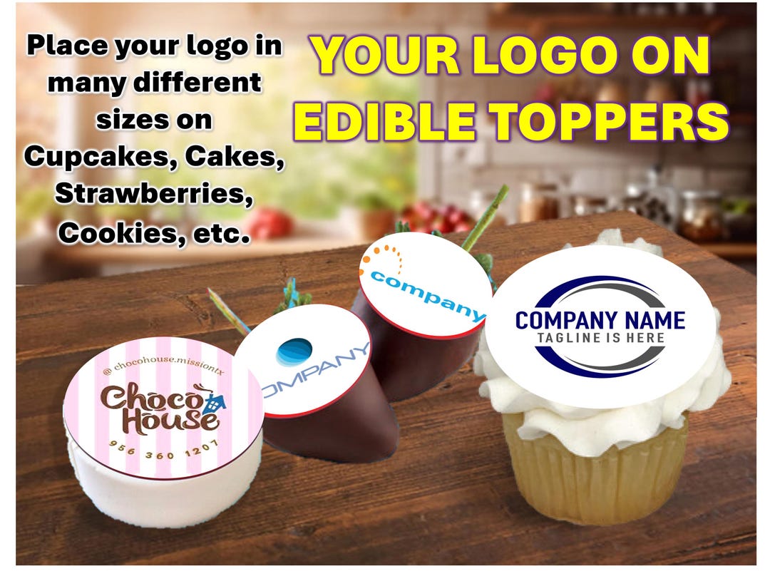 Your Logo. Edible Image Toppers. Pre-cut Edible Stickers. - Etsy