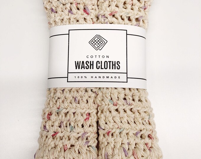 Crochet Washcloth Set, Cotton Wash Cloth, Crocheted Dish Cloth ...
