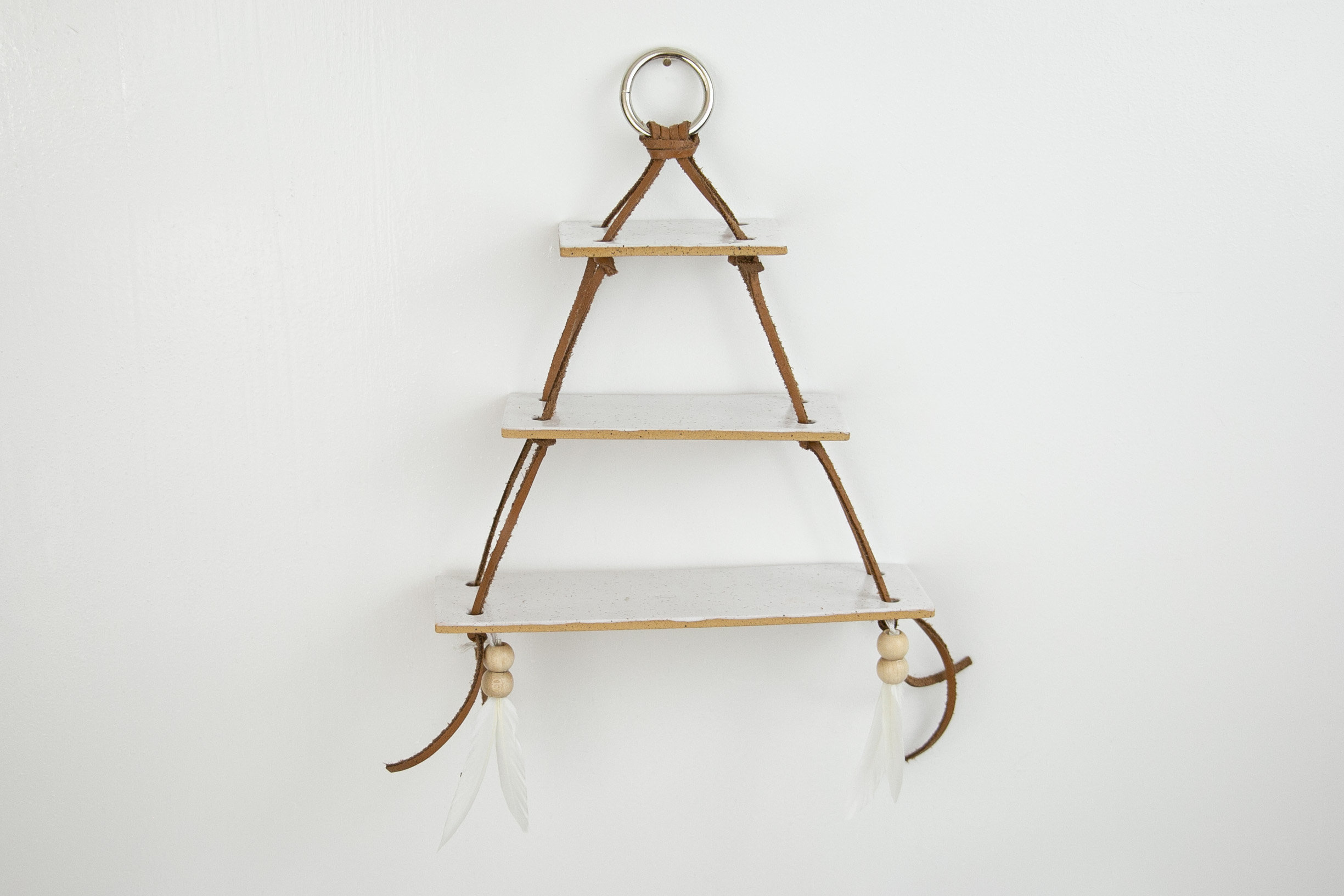 Three Layer Triangle Hanging Ceramic Shelf Brown Leather - Etsy.de