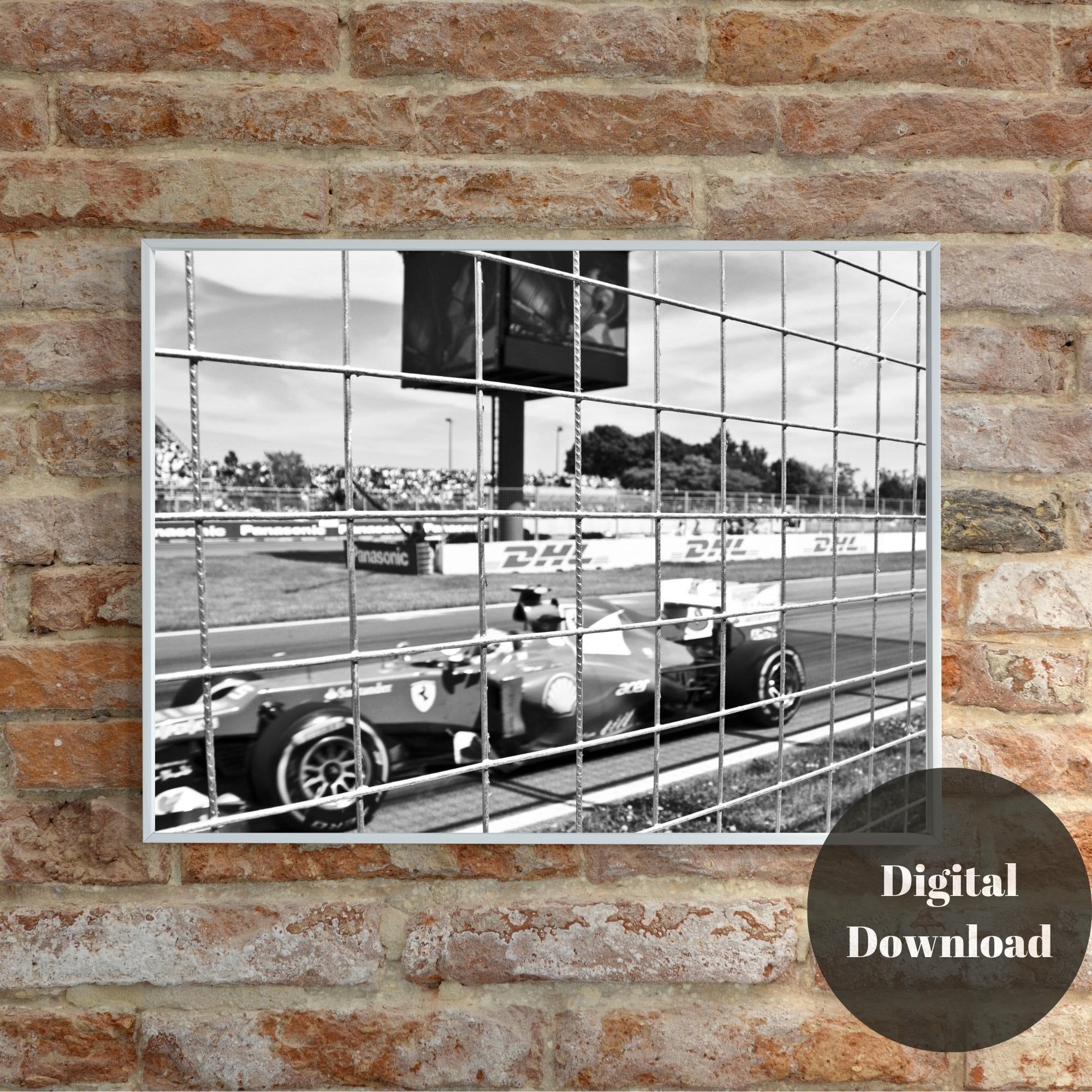 Ferrari F1 Poster, Formula One Print, Scuderia Ferrari F1 Car Art, B&W ...