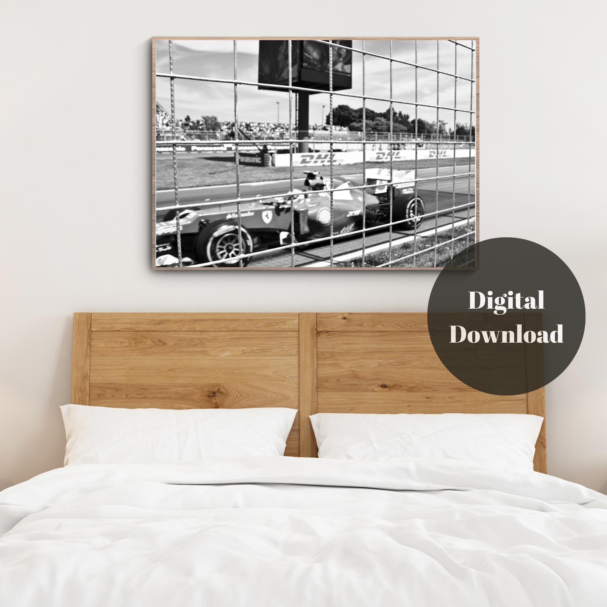Ferrari F1 Poster, Formula One Print, Scuderia Ferrari F1 Car Art, B&W ...