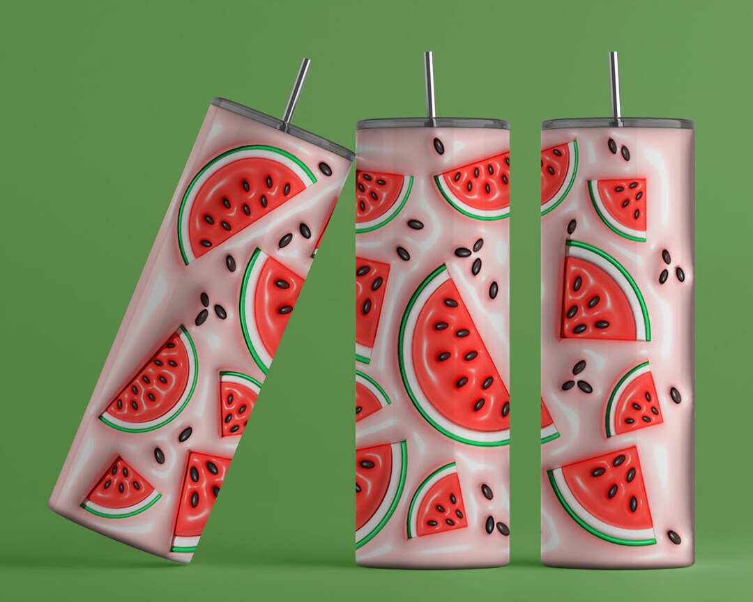 Watermelon Inflated Stainless Steel Tumbler, Vacation Cup, Summertime ...