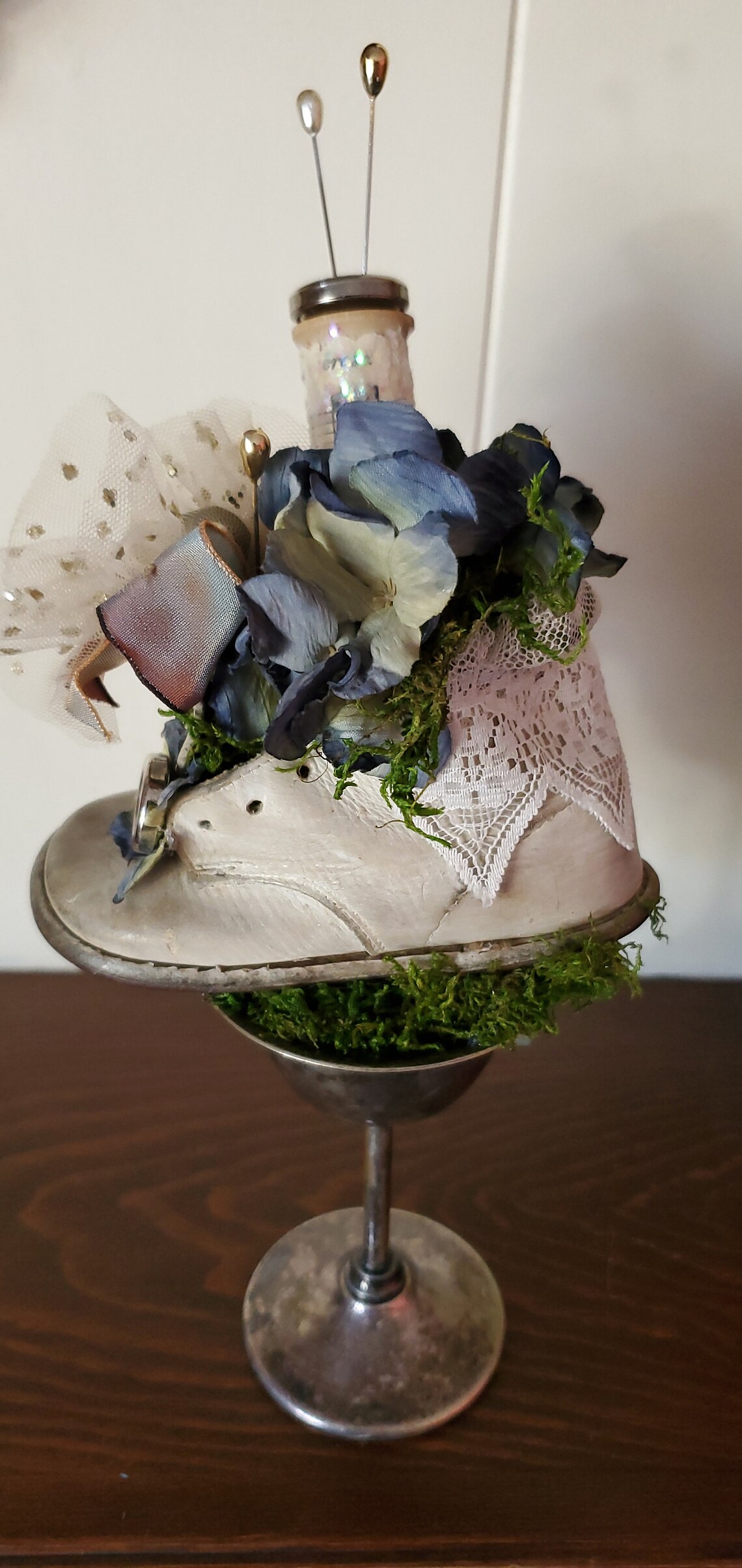 Repurposed Leather Baby Shoe, Vintage Materials, Lace, Tulle, Cottage ...