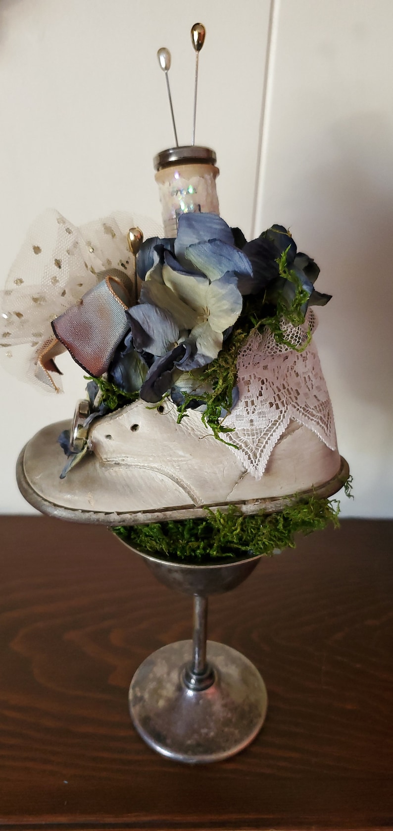 Repurposed Leather Baby Shoe, Vintage Materials, Lace, Tulle, Cottage ...