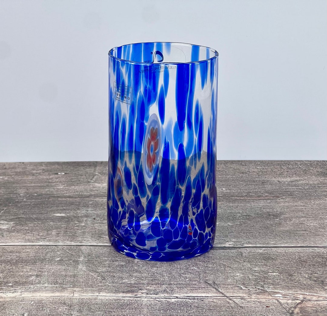 Blue Speckled Murano Drinking Glass, 14.5cm - Etsy UK
