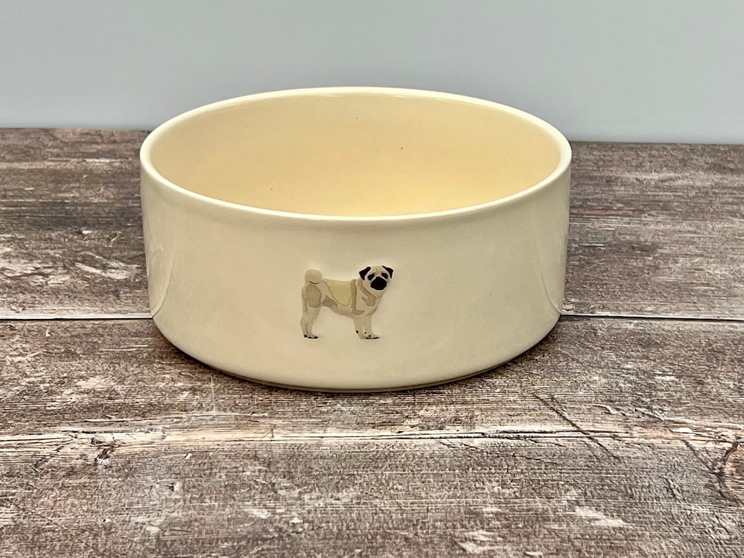 Cream Pug Dog Bowl - Etsy UK