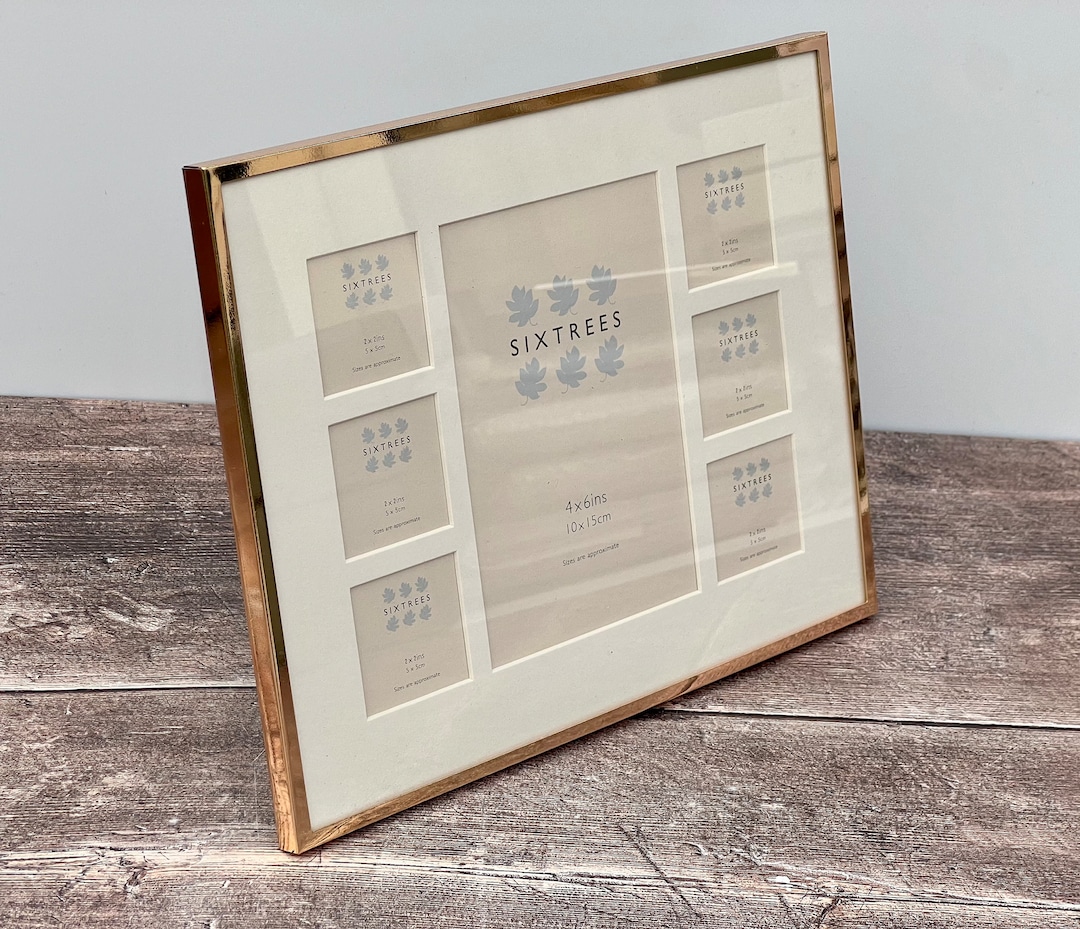 Sixtrees Gold Tone 7 Window Photo Frame - Etsy UK