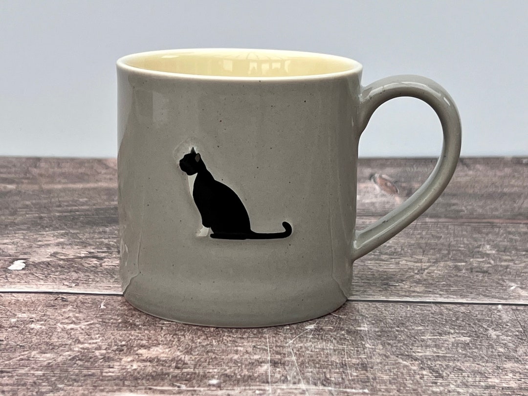 Grey Black & White Cat Mug - Etsy UK