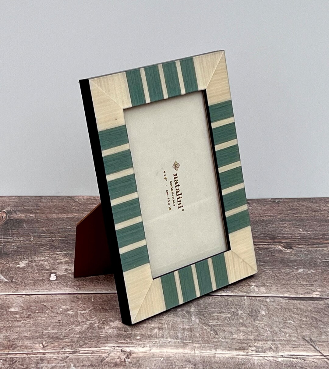 Natalini Cream With Turquoise Stripe Border Photo Frame, Made in Italy ...
