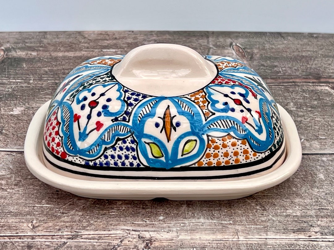 Multi-coloured Patterned Butter Dish design 1 - Etsy UK