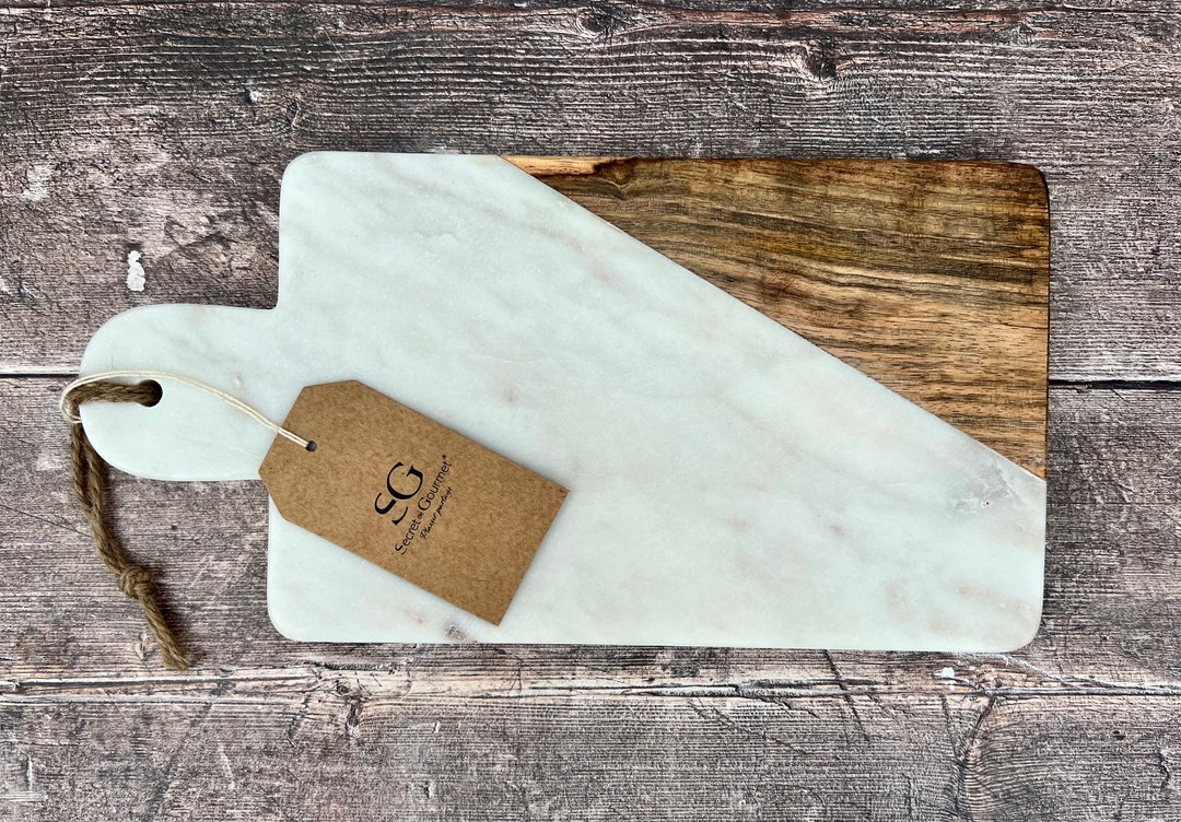 White Marble and Wood Serving/cheese Board - Etsy UK