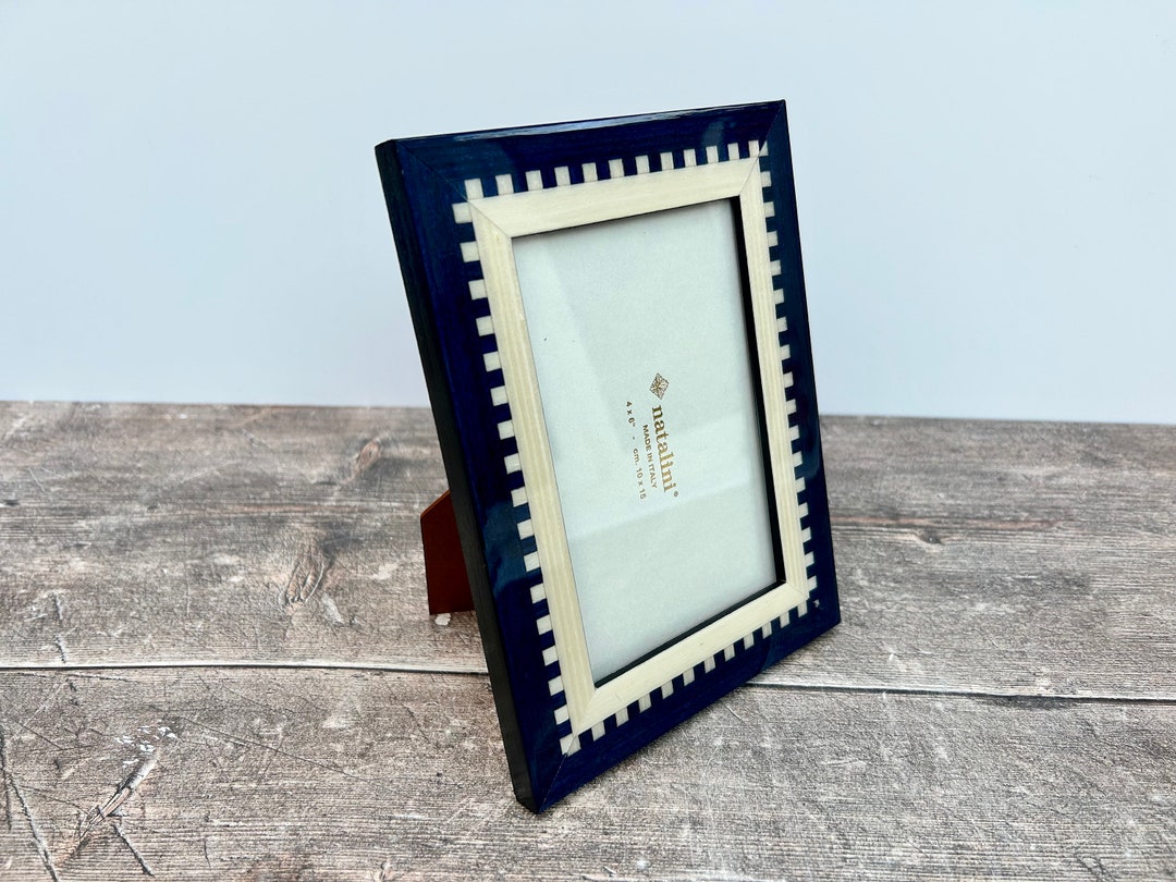 Natalini Navy Chequered Photo Frame, Made in Italy, 4x 6 - Etsy UK