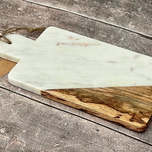 White Marble and Wood Serving/cheese Board - Etsy UK